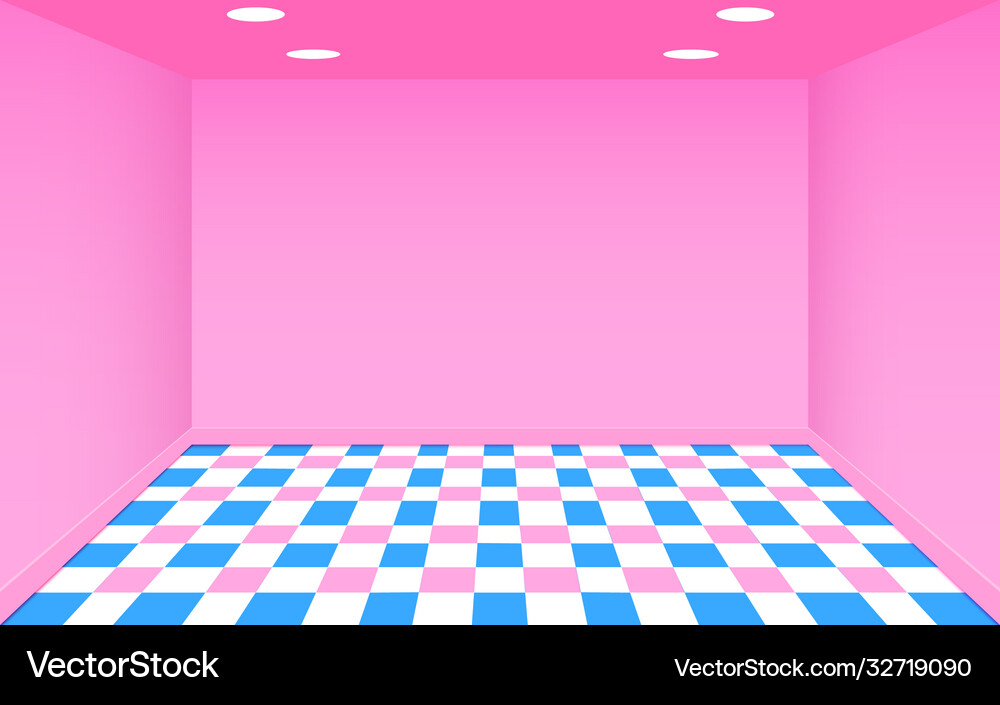 Colorful floor in pink studio room Royalty Free Vector Image