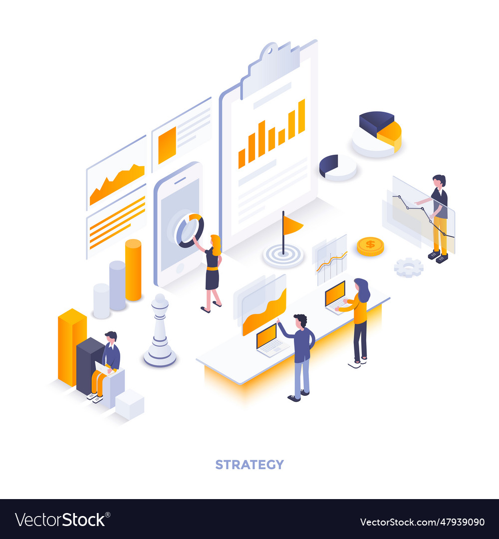 Flat color modern isometric design - strategy Vector Image Flat color modern isometric design - strategy Vector Image