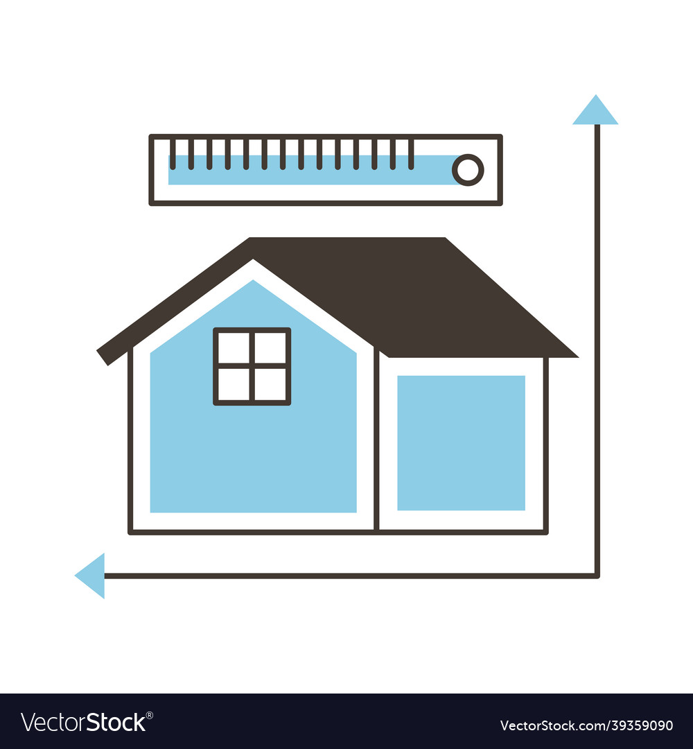 House with rule measuring Royalty Free Vector Image