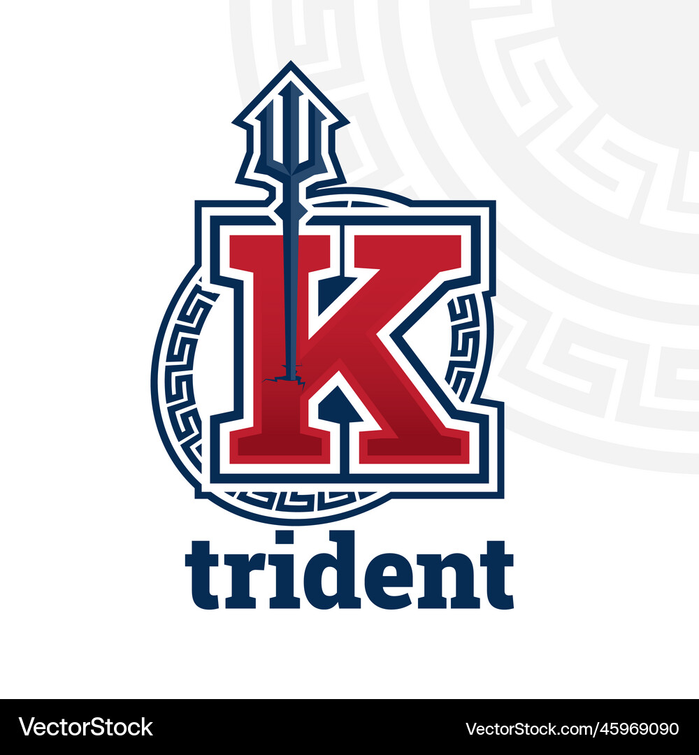 Letter k with trident icon concept trident esport Vector Image