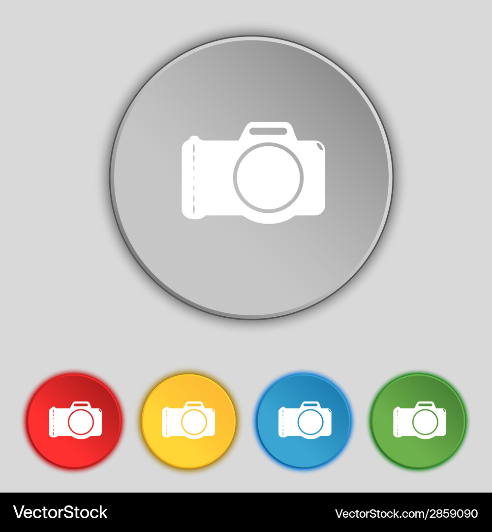 Photo camera sign icon digital symbol set Vector Image