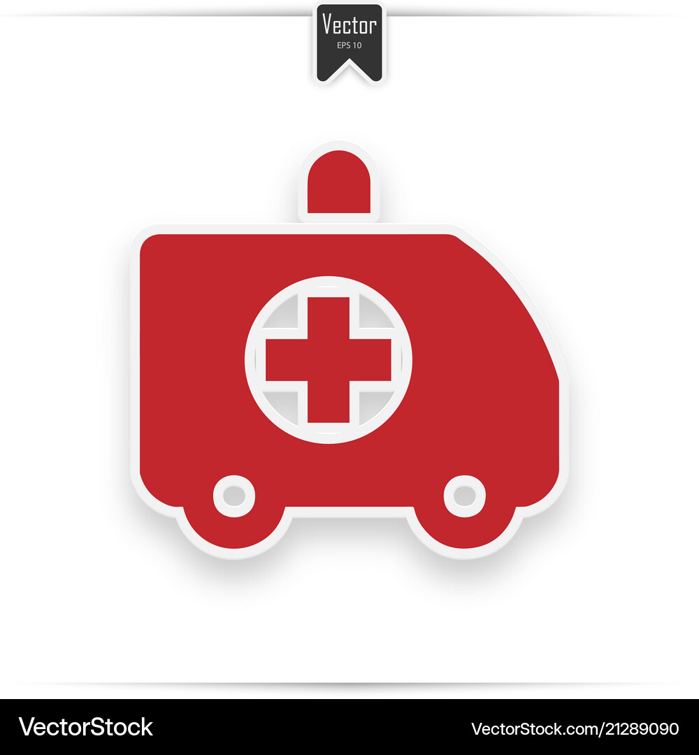 Red icon shows an ambulance Royalty Free Vector Image