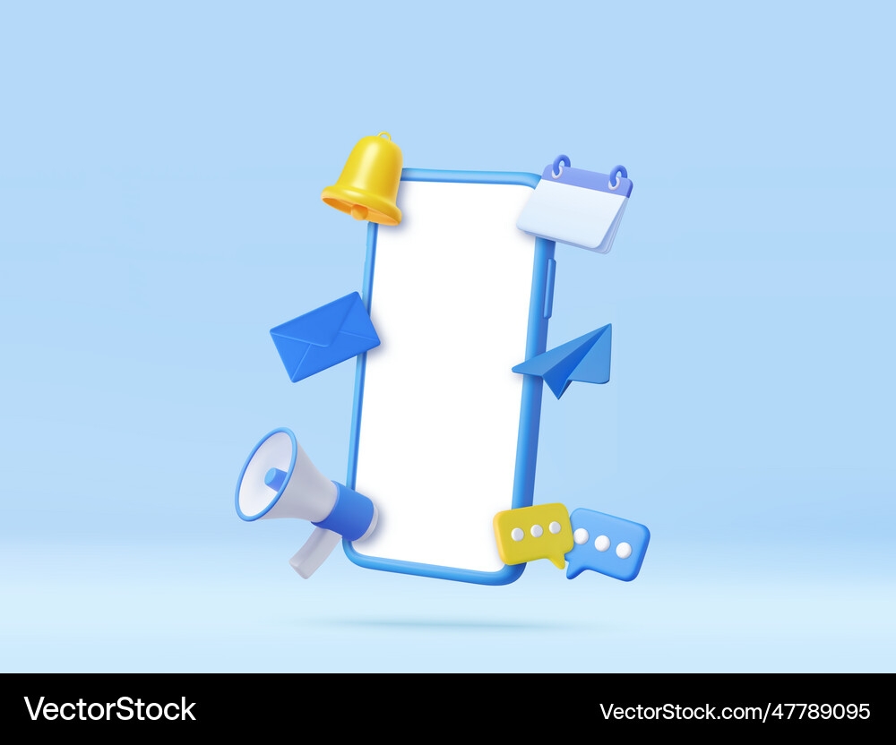 3d phone with business management app Royalty Free Vector