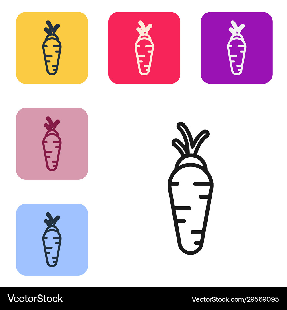 Black line carrot icon isolated on white Vector Image