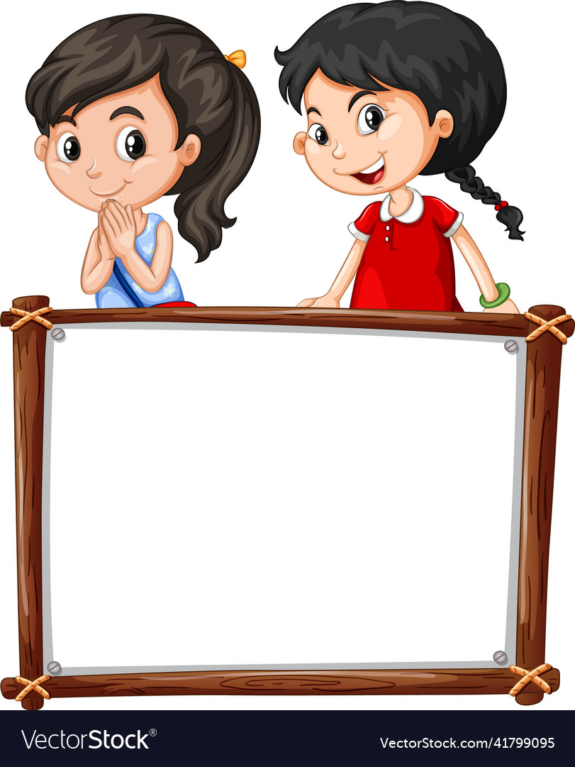 Board template with happy kids Royalty Free Vector Image