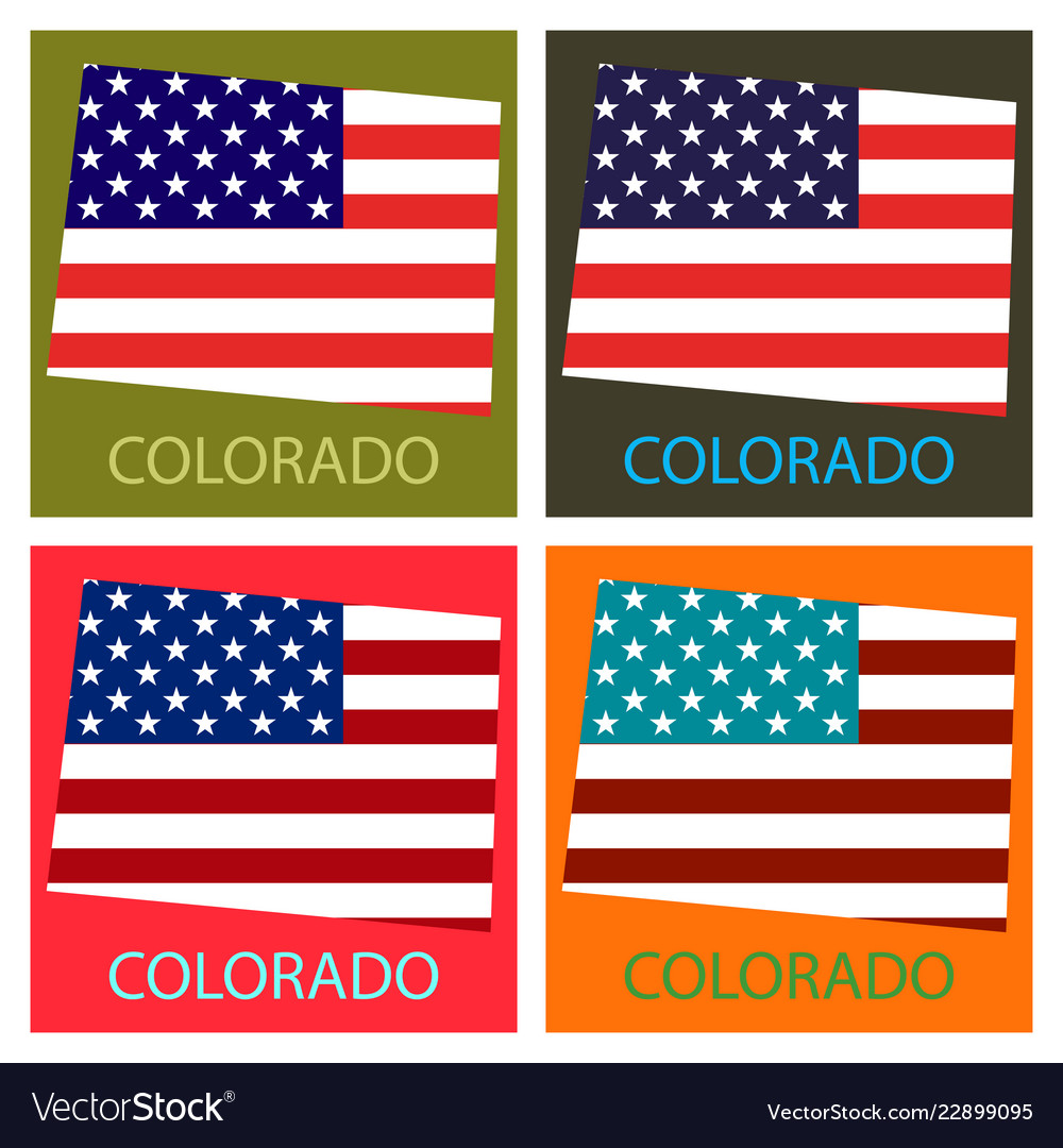 Colorado state of america with map flag print Vector Image