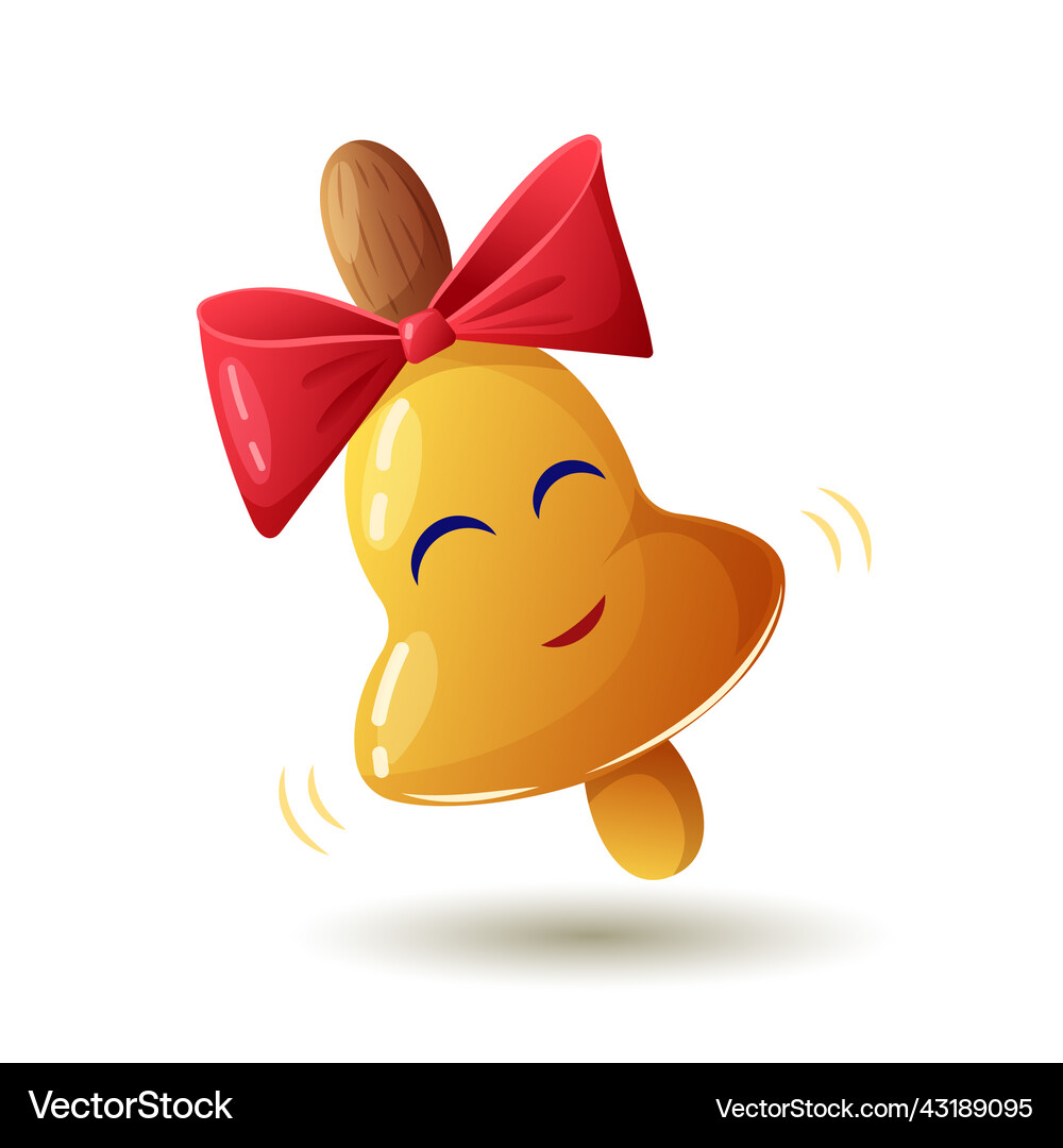 Cute and funny bell character with smiling face Vector Image
