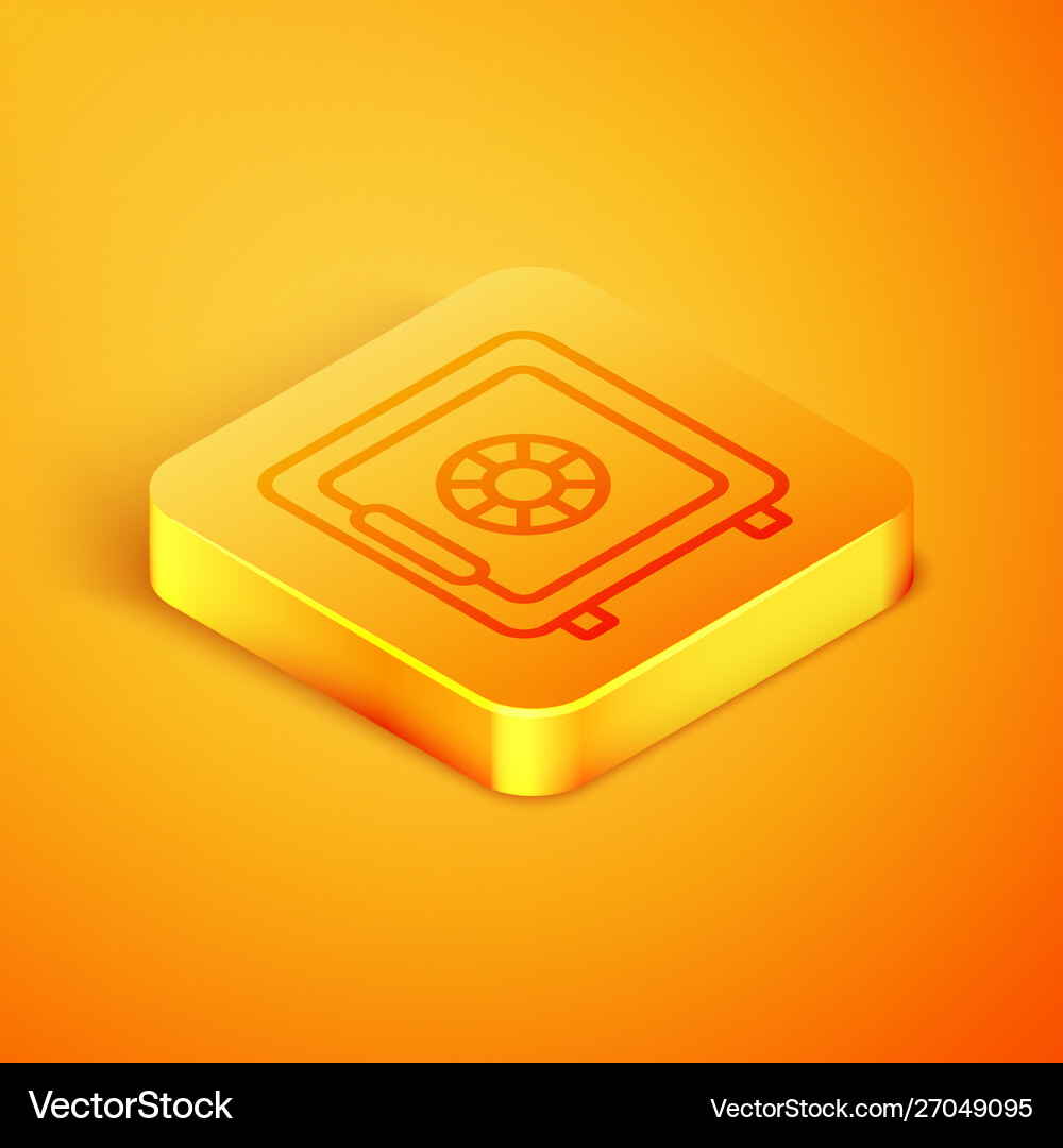 Isometric line safe icon isolated on orange Vector Image