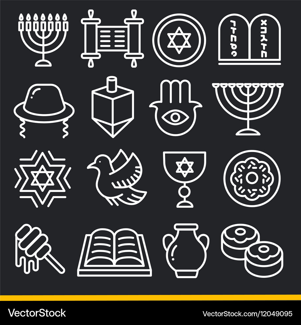 Lines icons pack collection jew Royalty Free Vector Image