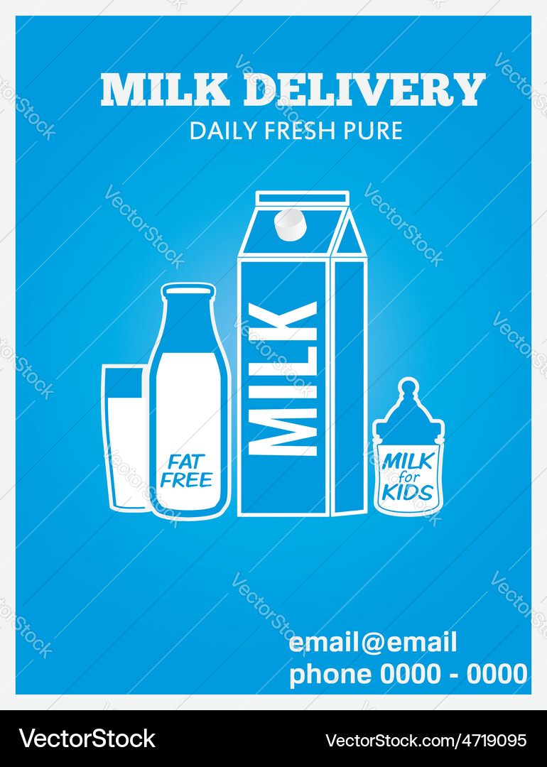 Milk delivery advertising poster Royalty Free Vector Image