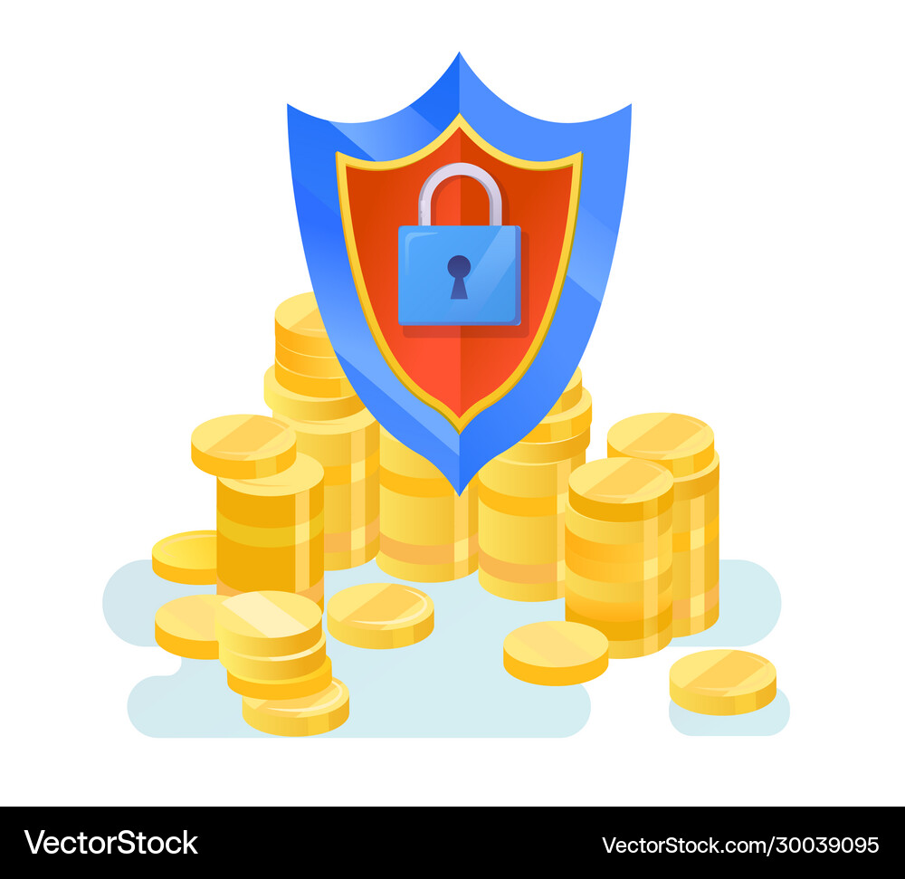 Money protection with shield and lock Royalty Free Vector