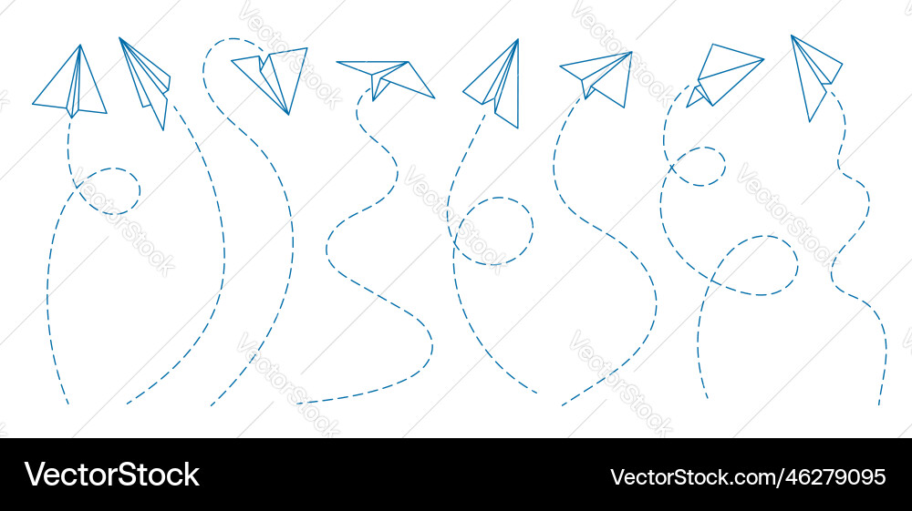 Paper aeroplane lines flight trail or trace Vector Image