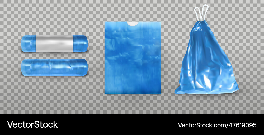 Plastic bags garbage blue bag with handles trash Vector Image