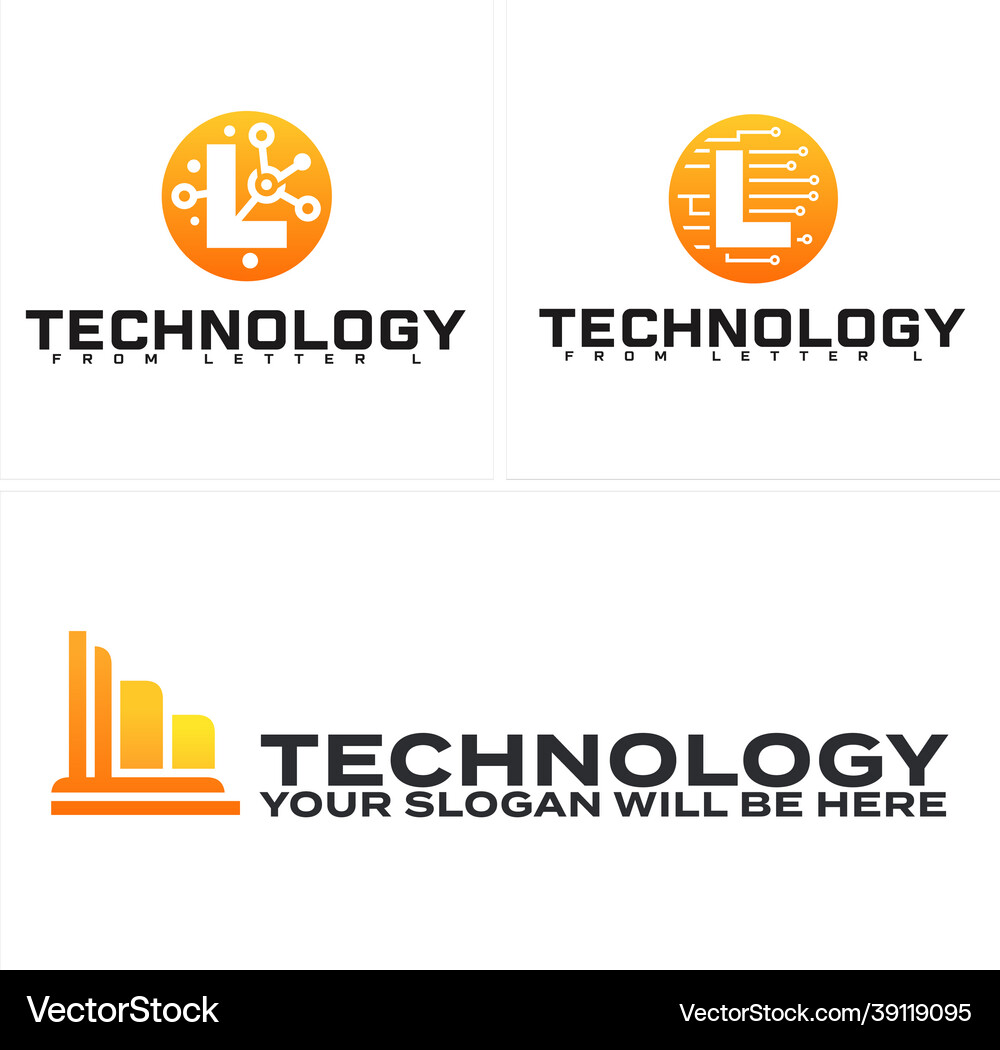 Technology logo symbol icon letter l line Vector Image