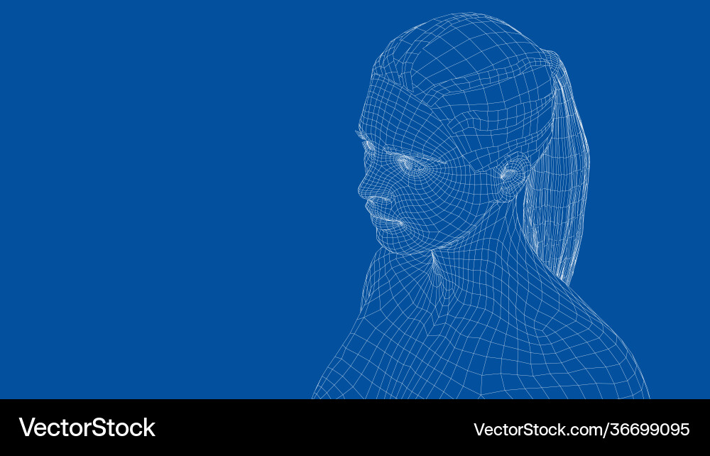 Wireframe portrait a young beautiful girl Vector Image