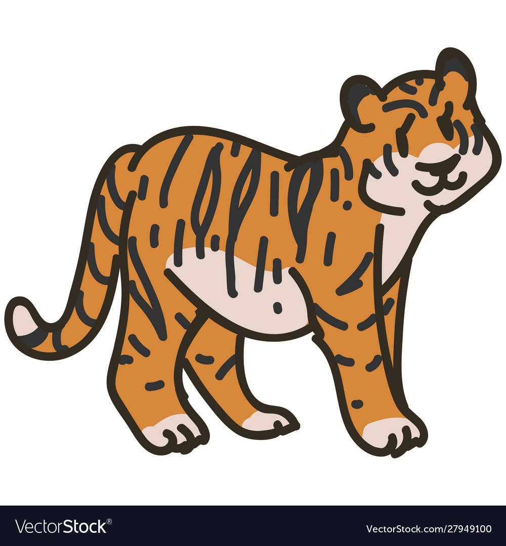 Adorable cartoon tiger clip art safari animal Vector Image