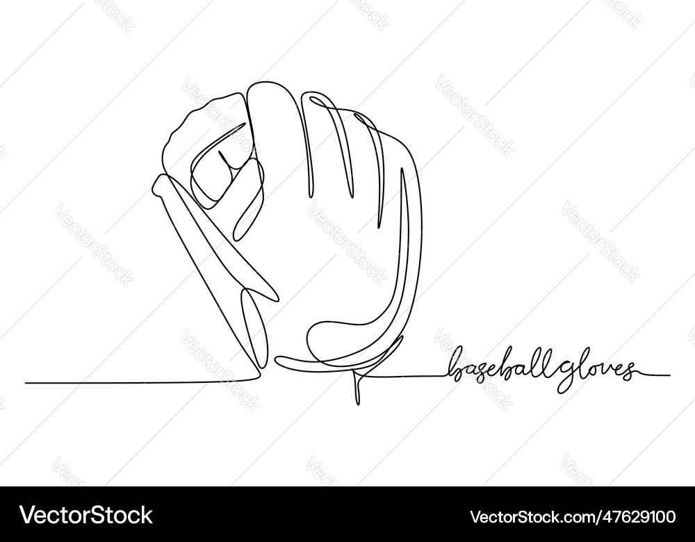 Baseball gloves one line drawing continuous hand Vector Image