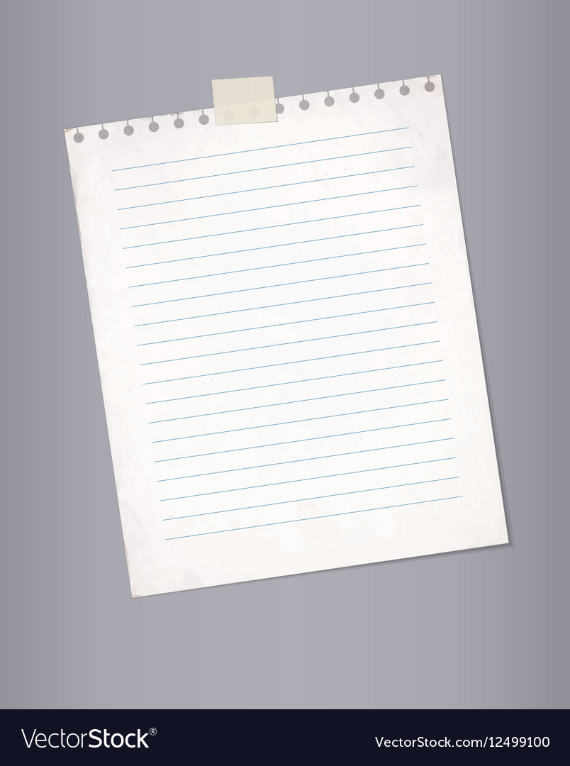 Blank Lined Paper From A Notepad Royalty Free Vector Image