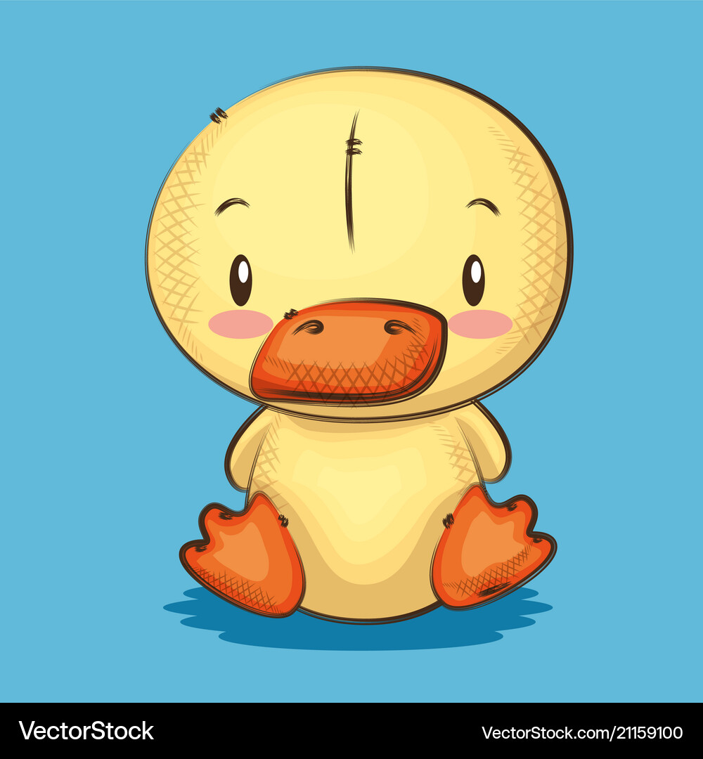 Cute and little duck character Royalty Free Vector Image