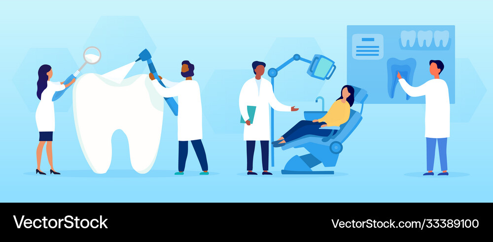 Dentistry concept with tooth treatments Royalty Free Vector