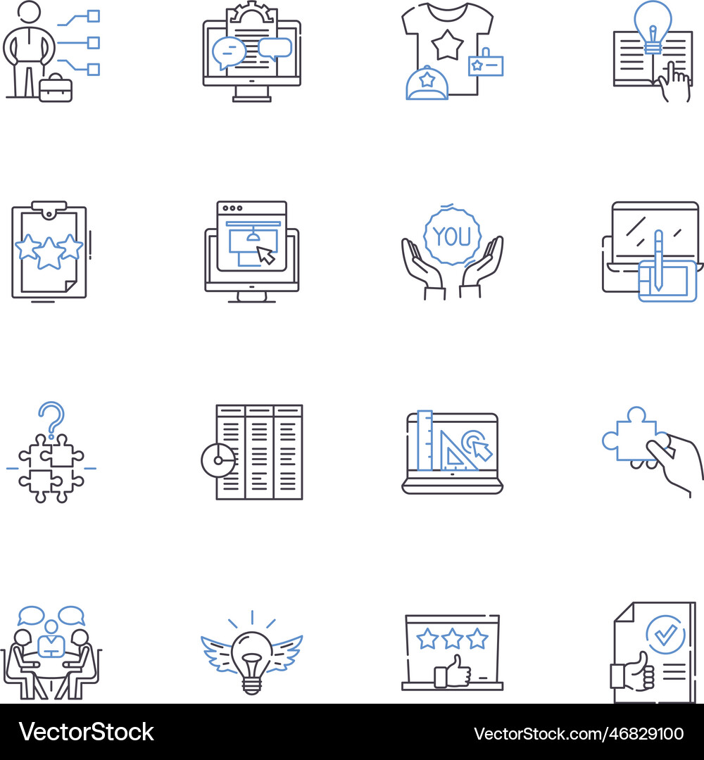 Direct mail line icons collection campaigns Vector Image
