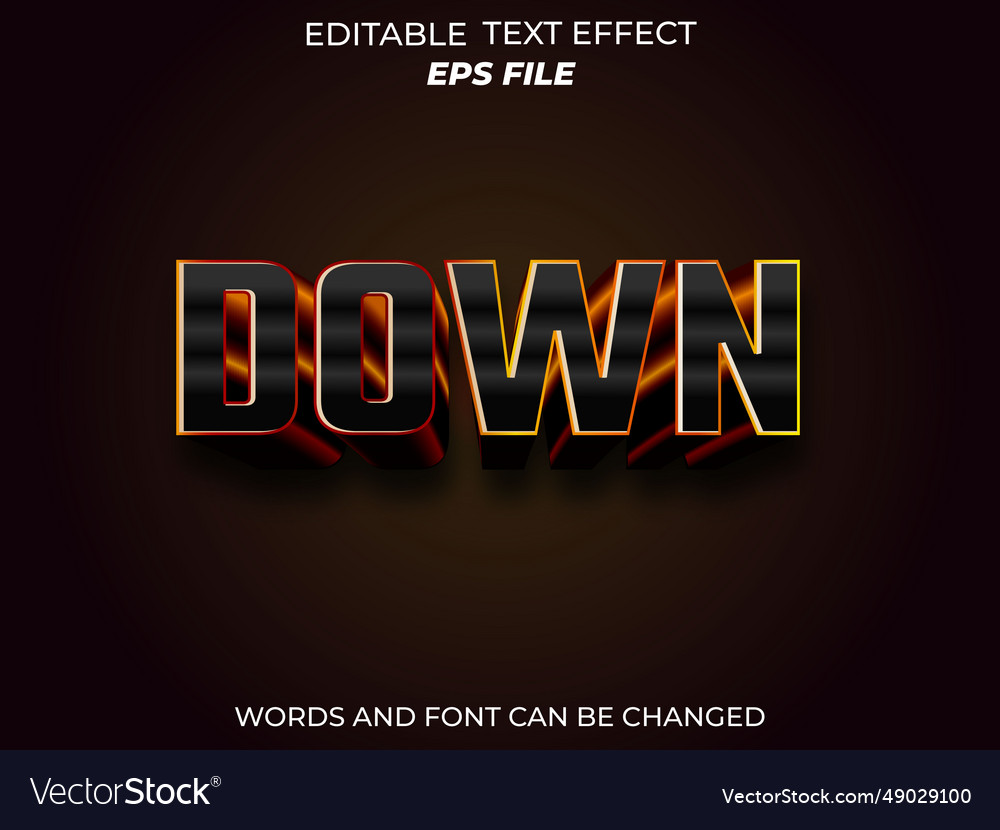 Down text effect font editable typography 3d Vector Image