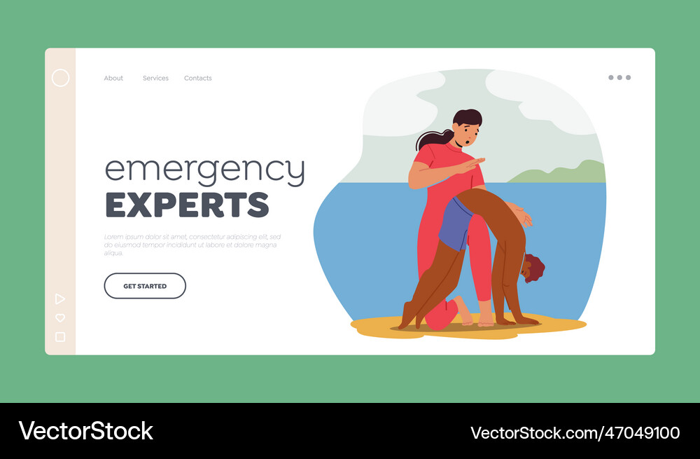 Emergency experts landing page template rescuer Vector Image