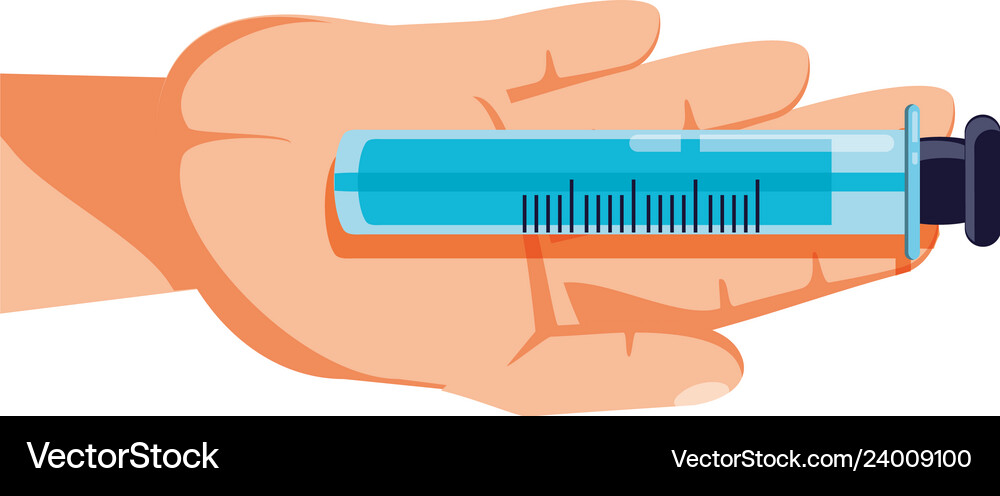 Hand with tube test isolated icon Royalty Free Vector Image