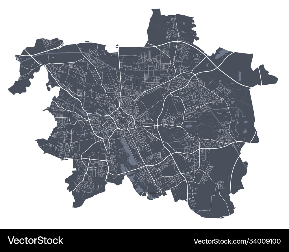 Hannover map detailed city poster Royalty Free Vector Image