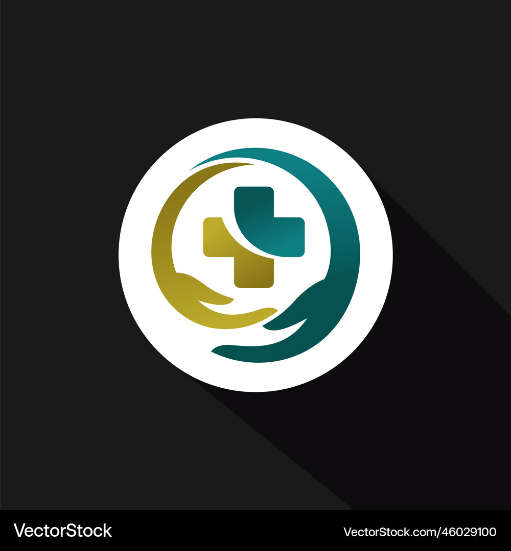 Hospital logo with hand concept Royalty Free Vector Image