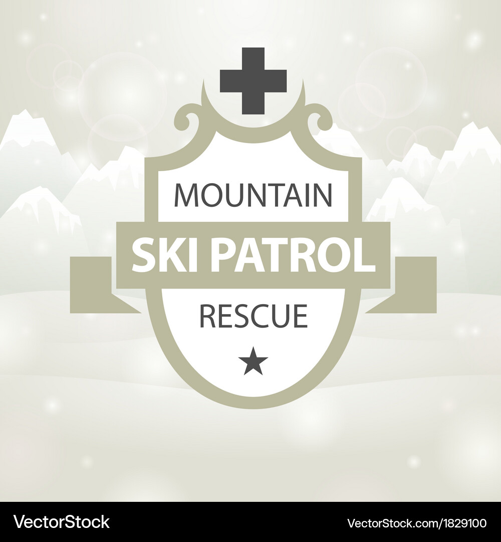 Logotype mountain ski patrol rescue Royalty Free Vector