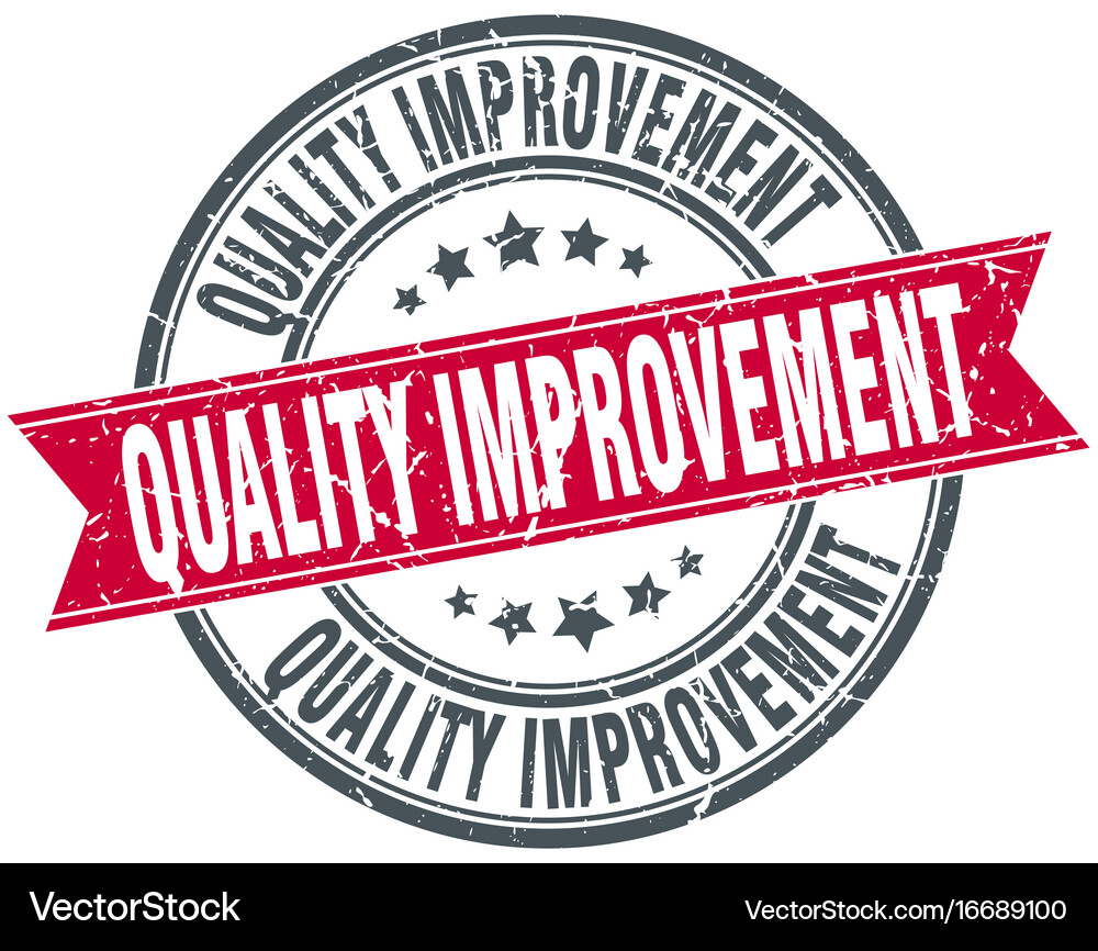 Quality improvement round grunge ribbon stamp Vector Image