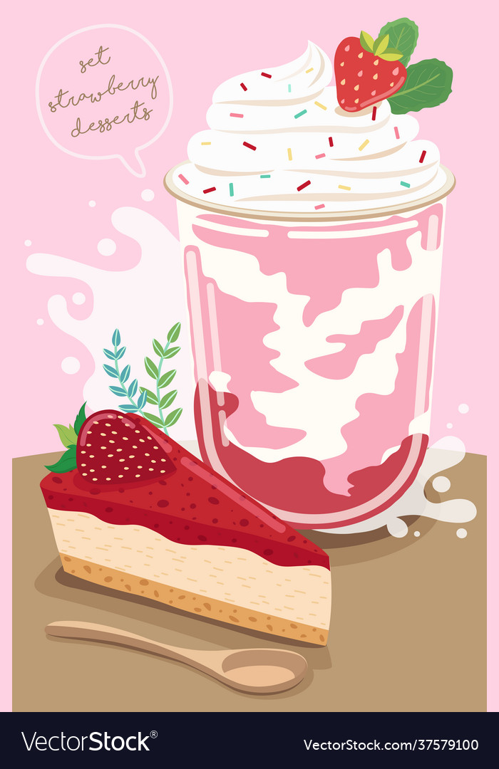 Set delicious sweets and desserts Royalty Free Vector Image