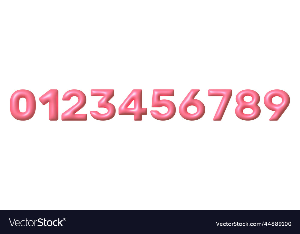 Set of pink 3d numbers icons cute metallic math Vector Image
