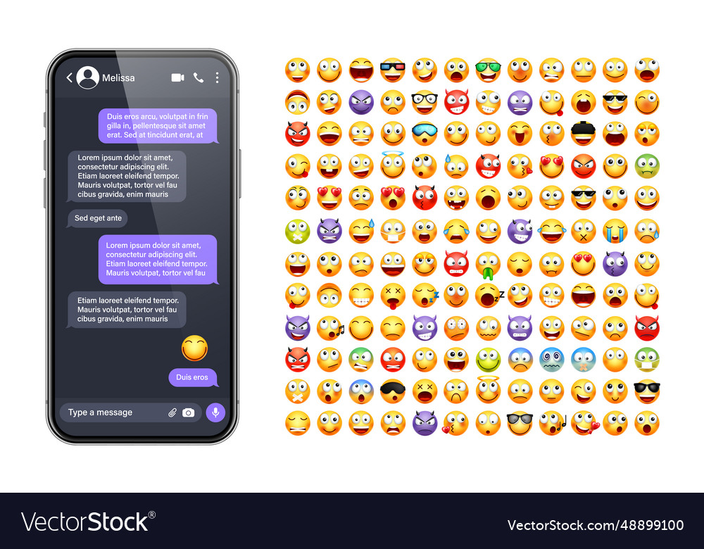 Smartphone messaging app user interface Royalty Free Vector