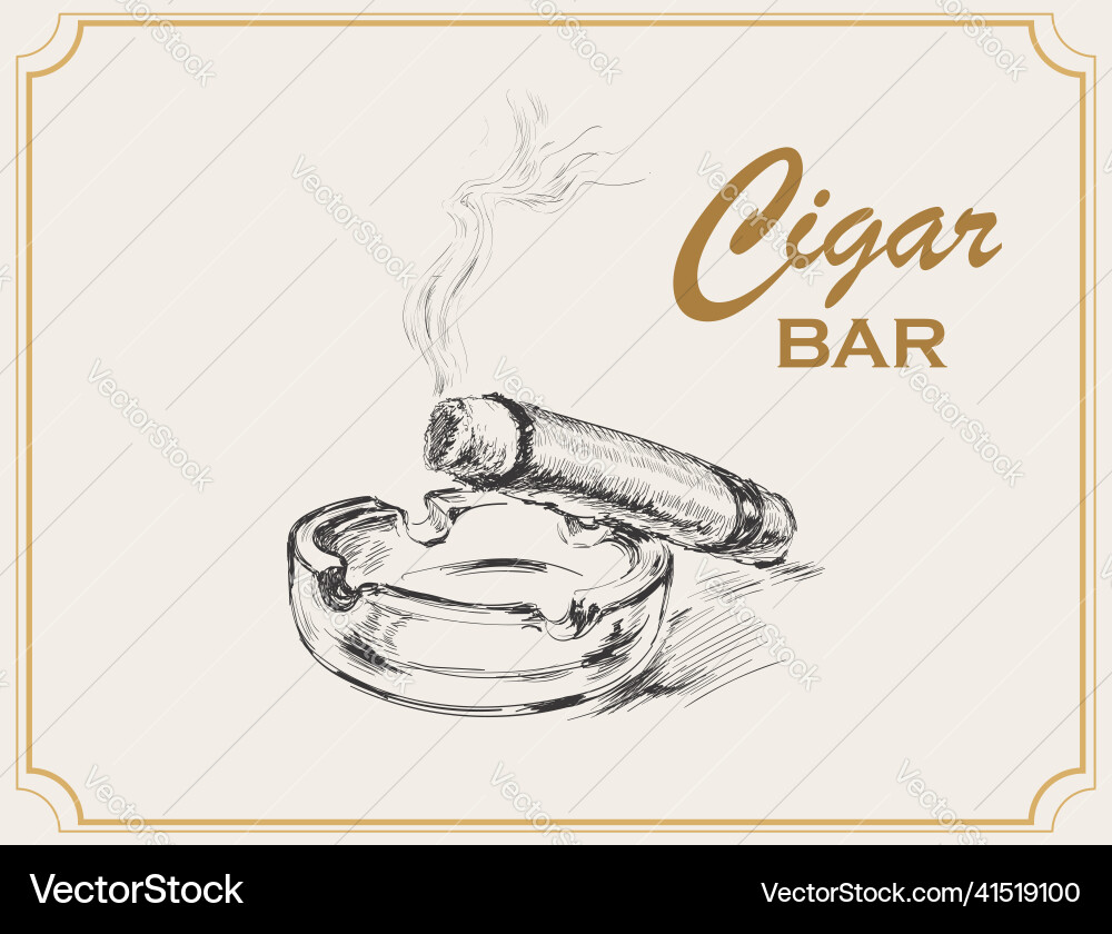 Smoking cigar with ashtray bar cigar Royalty Free Vector
