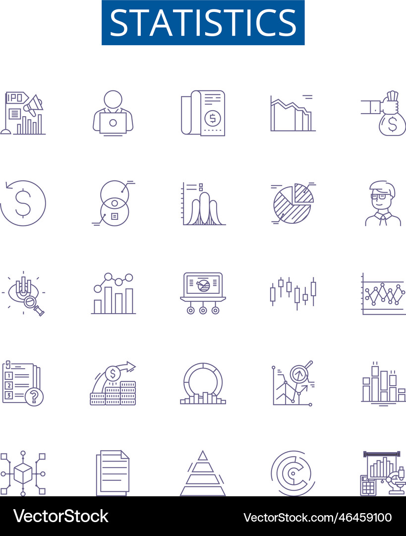 Statistics line icons signs set design collection Vector Image