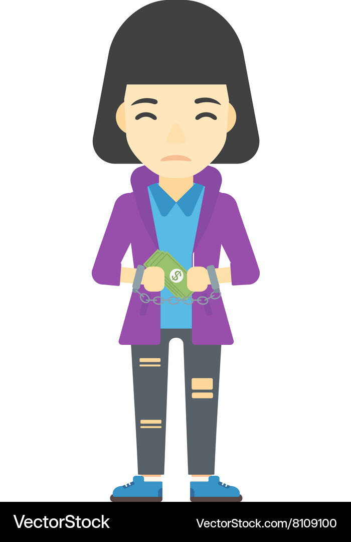 Woman handcuffed for crime Royalty Free Vector Image