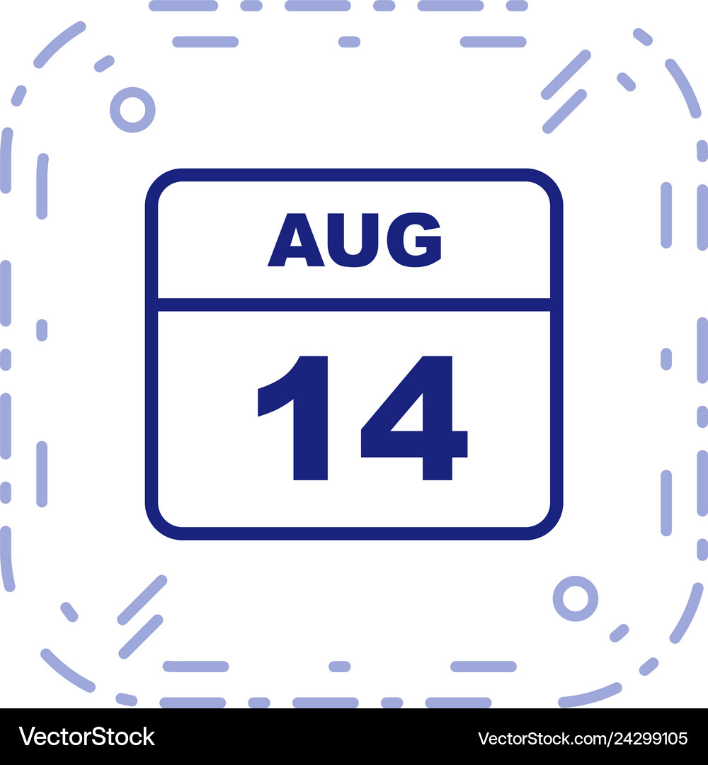 August 14th date on a single day calendar Vector Image