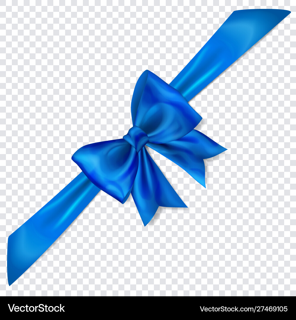 Blue bow with diagonally ribbon Royalty Free Vector Image