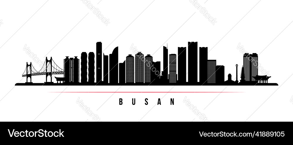 Busan skyline horizontal banner black and white Vector Image
