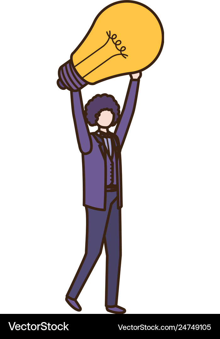 Businessman with lightbulb avatar character Vector Image