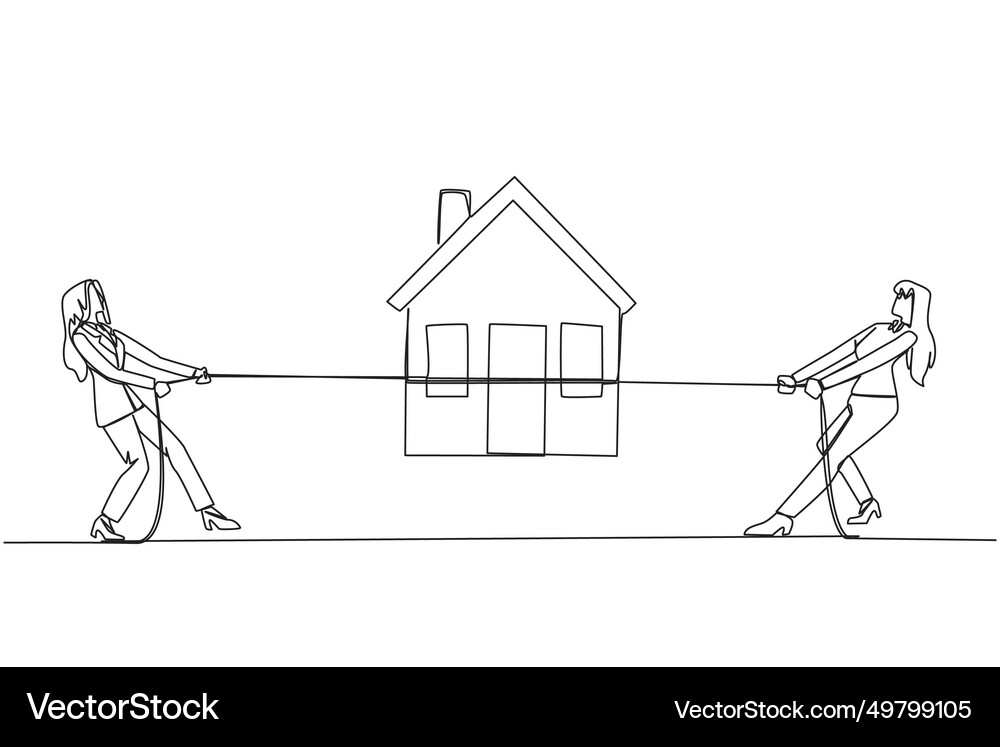 Continuous one line drawing two businesswomen Vector Image
