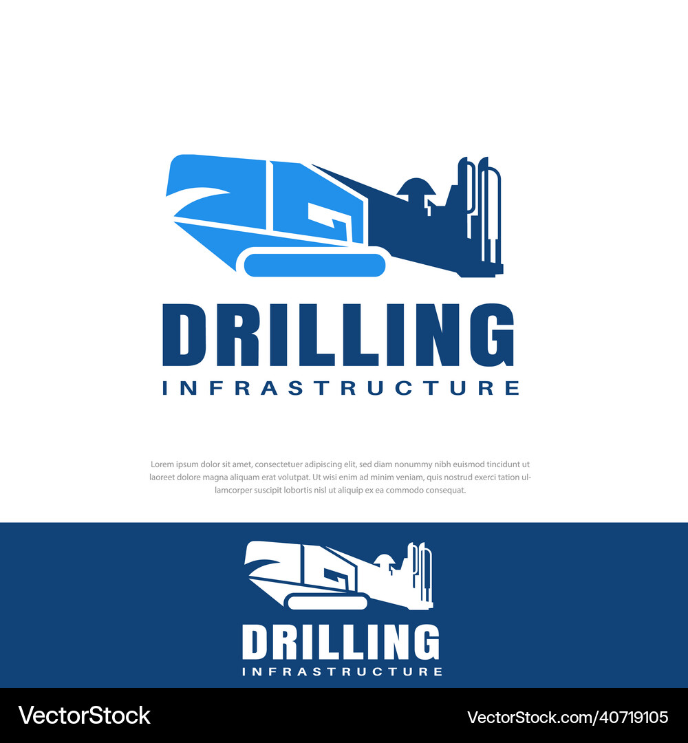 Drilling design logo contractor heavy equipment Vector Image