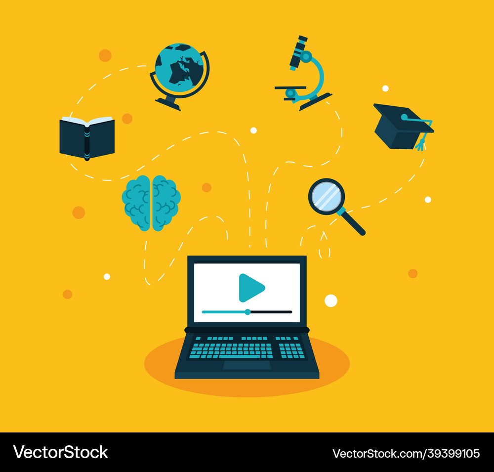 Laptop and education online Royalty Free Vector Image