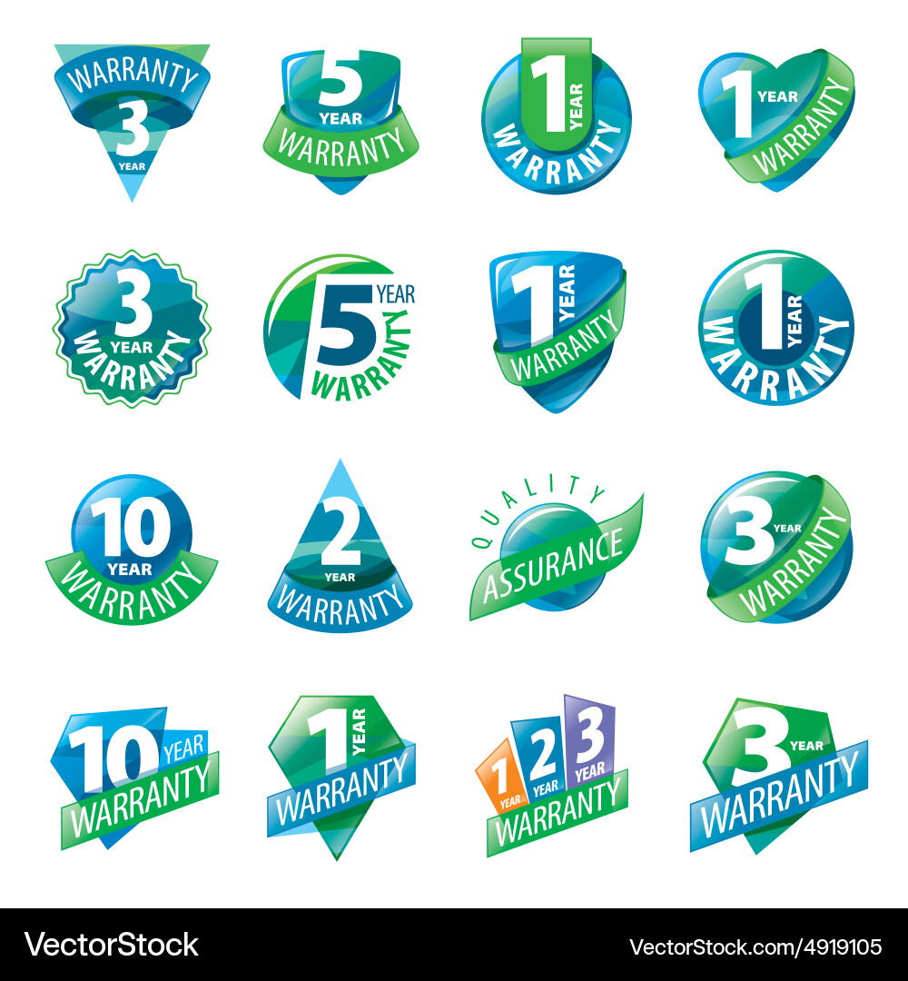 Large set of logos guarantees Royalty Free Vector Image