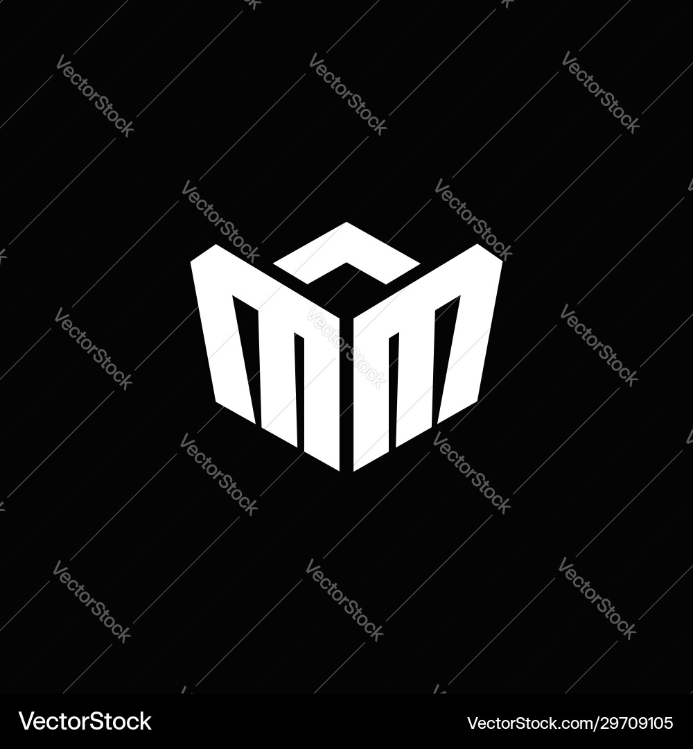 Mm logo monogram with emblem style ribbon design Vector Image
