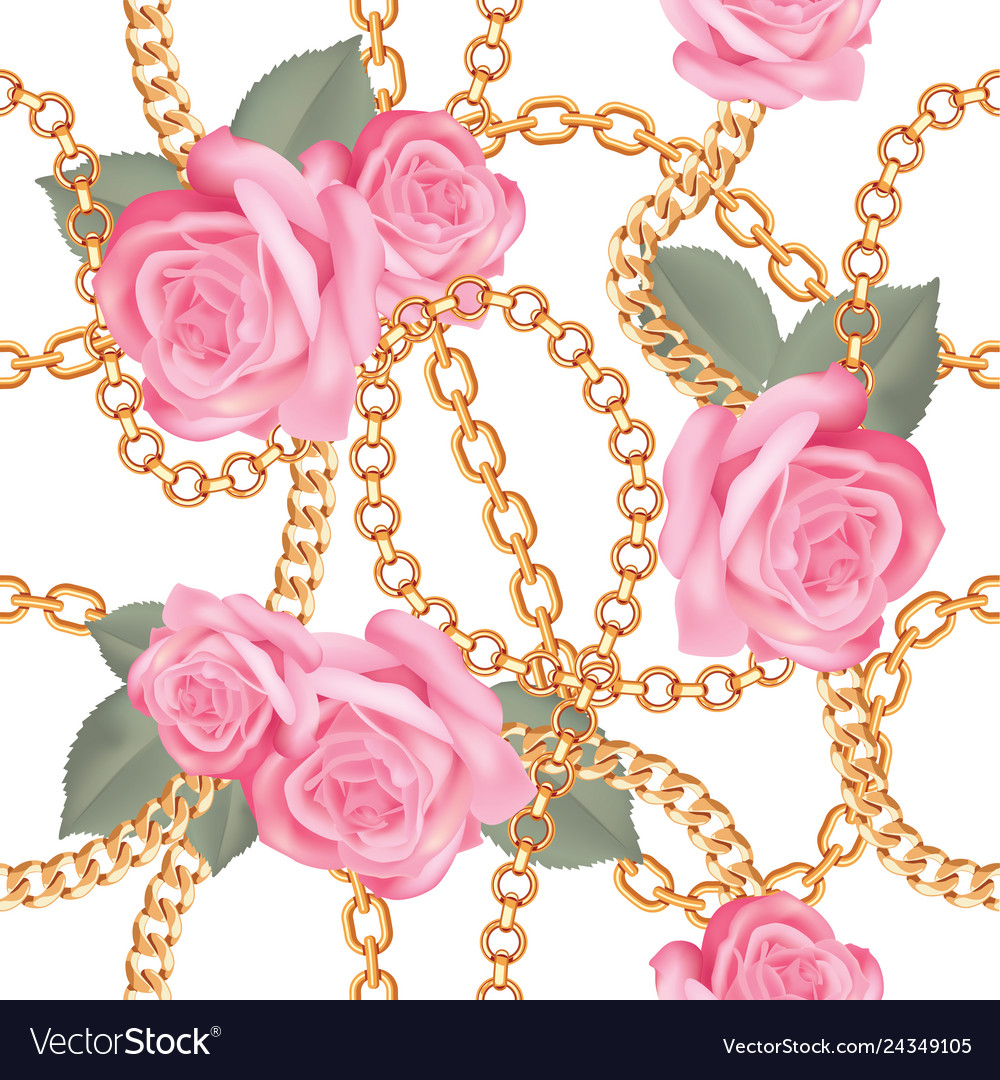 Seamless pattern background with golden chains Vector Image