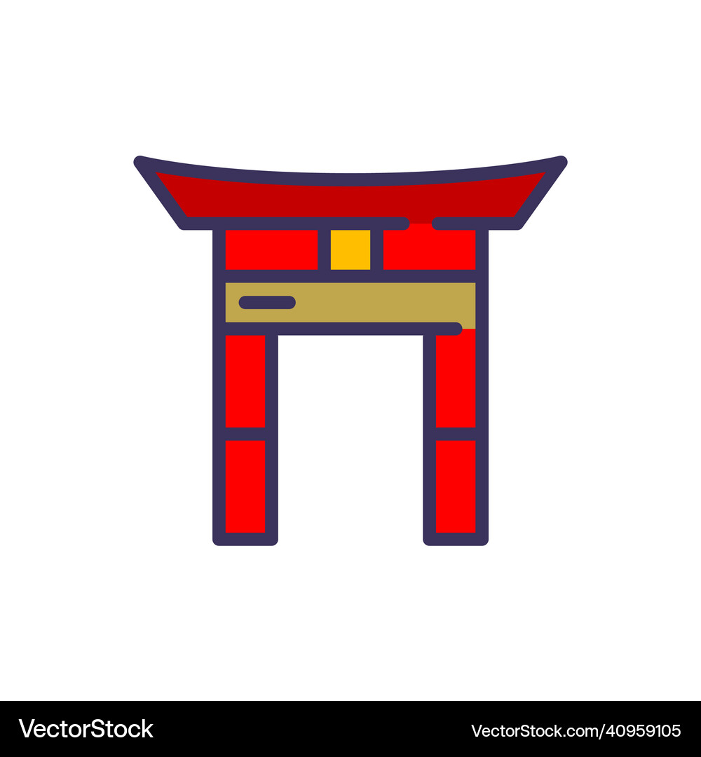 Traditional red oriental gate icon pixel perfect Vector Image