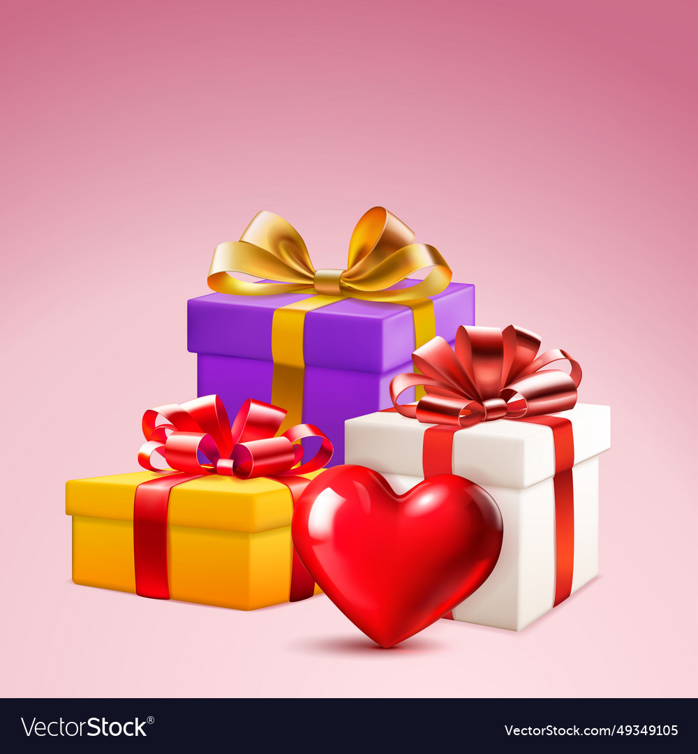 Valentines day with gift boxes Royalty Free Vector Image